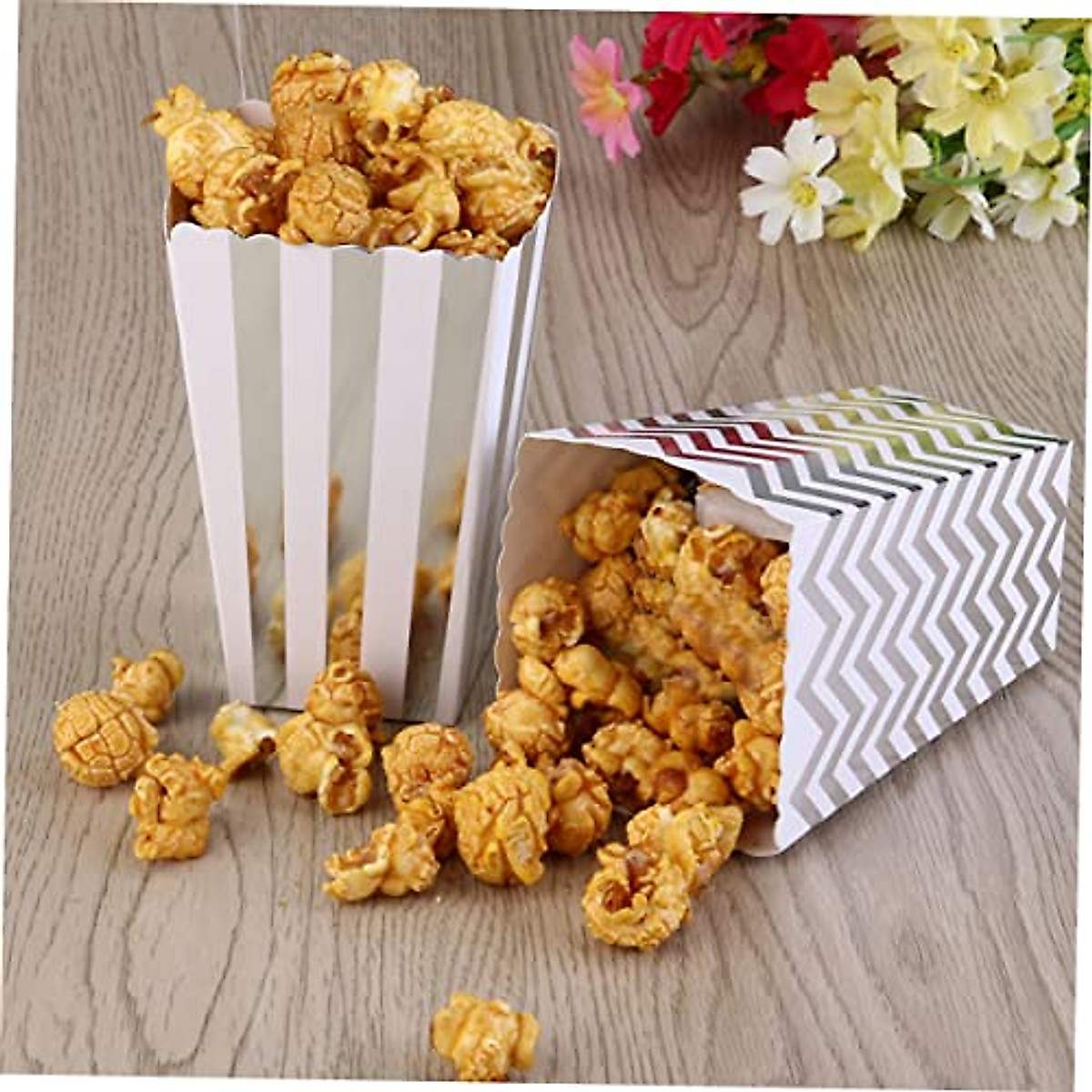 ULTECHNOVO 50pcs Popcorn Boxes Popcorn Cups Disposable Retro Decor Disposable Containers Small Popcorn Boxes Movie Old Fashion Popcorn Boxes Popcorn Bucket Gift Box Candy Box Snack Paper Box