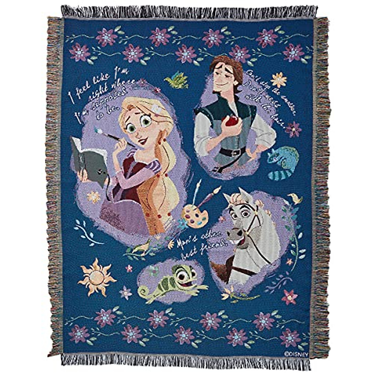 Disney's Princesses, "Storytime Tangled" Woven Tapestry Throw Blanket, 48" x 60", Multi Color