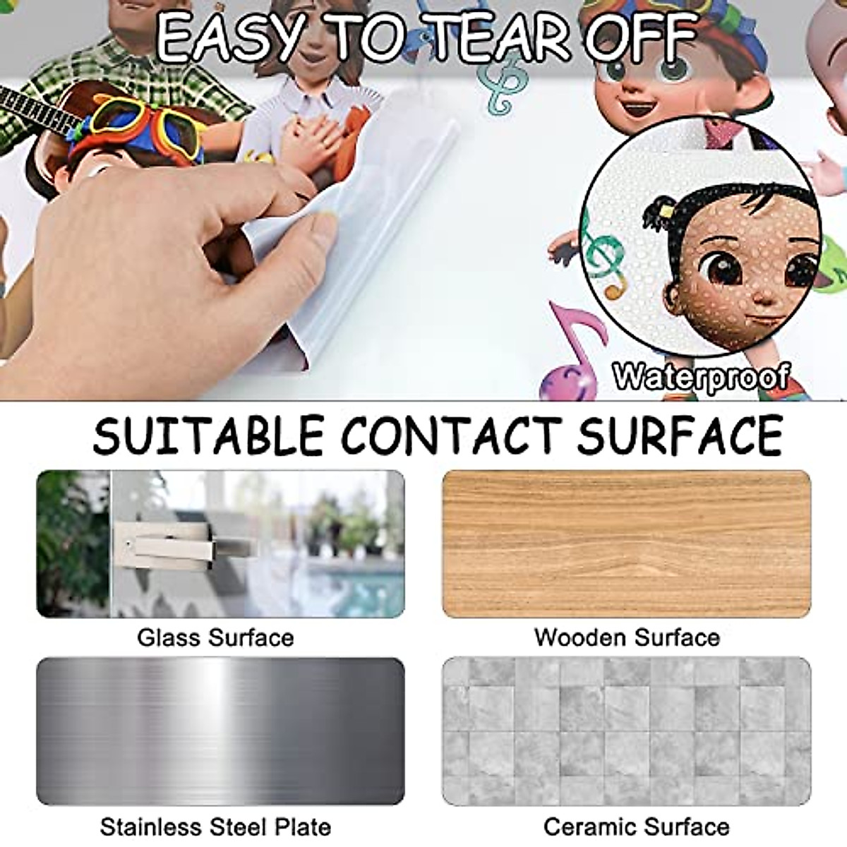 Cartoon Wall Decals Waterproof Peel and Stick Wall Decoration Stickers for Boys Girls Bedroom Bathroom Living Room Kitchen Nursery Playroom Decor