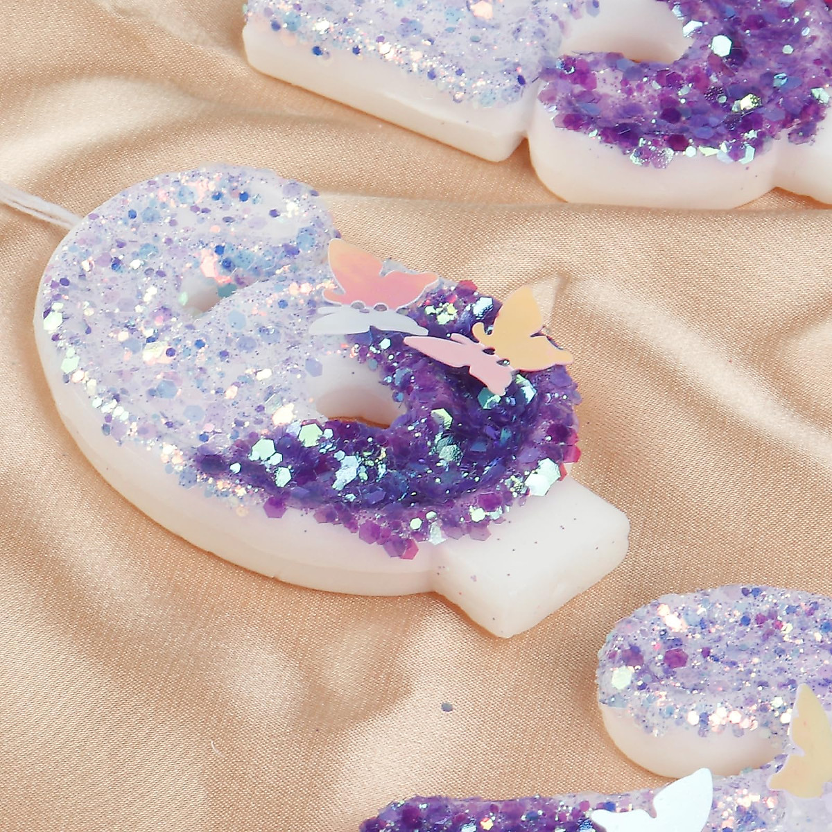 Birthday Candles Number 30 Candle, Butterfly 30th Birthday Decorations for Women/Girl, Purple Happy Birthday Candle for Cake, Handmade Sequin Numeral Candle Wedding Cake Topper Anniversary Party Decor