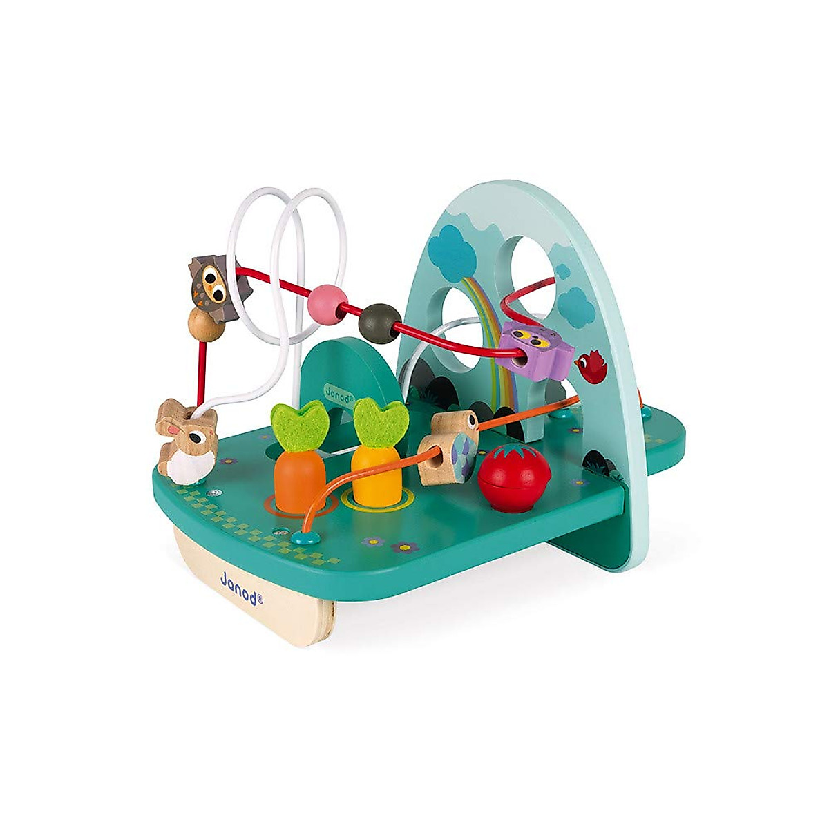 Janod Rabbit & Co Looping W/Color Matching, Activity Center Learning Toy for Boys and Girls - Counting, Concentration, Shape Recognition and Motor Skills for Ages 18+ Months