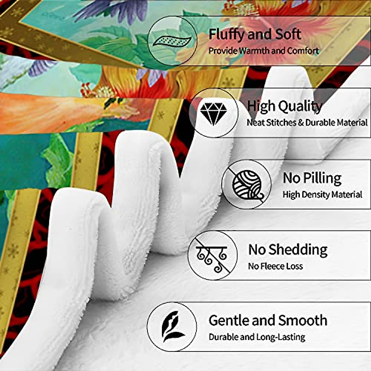 Hummingbird Blanket Summer Blanket Queen Spring Fleece Blanket Huming Birds Throw Blanket Lightweight Blanket Gift Plush Fleece Blanket Hummingbird Themed Gifts for 4TH July Girls Women Bird Lover