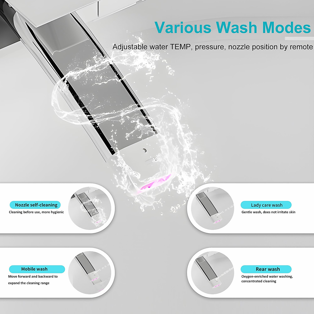 Klewo Smart Toilet with Built in Bidet and Water Tank, Without Water Pressure Limited, AUTO Open & Close, Foot Kick AUTO Flush, Elongated One Piece Toilet with Heated Seat