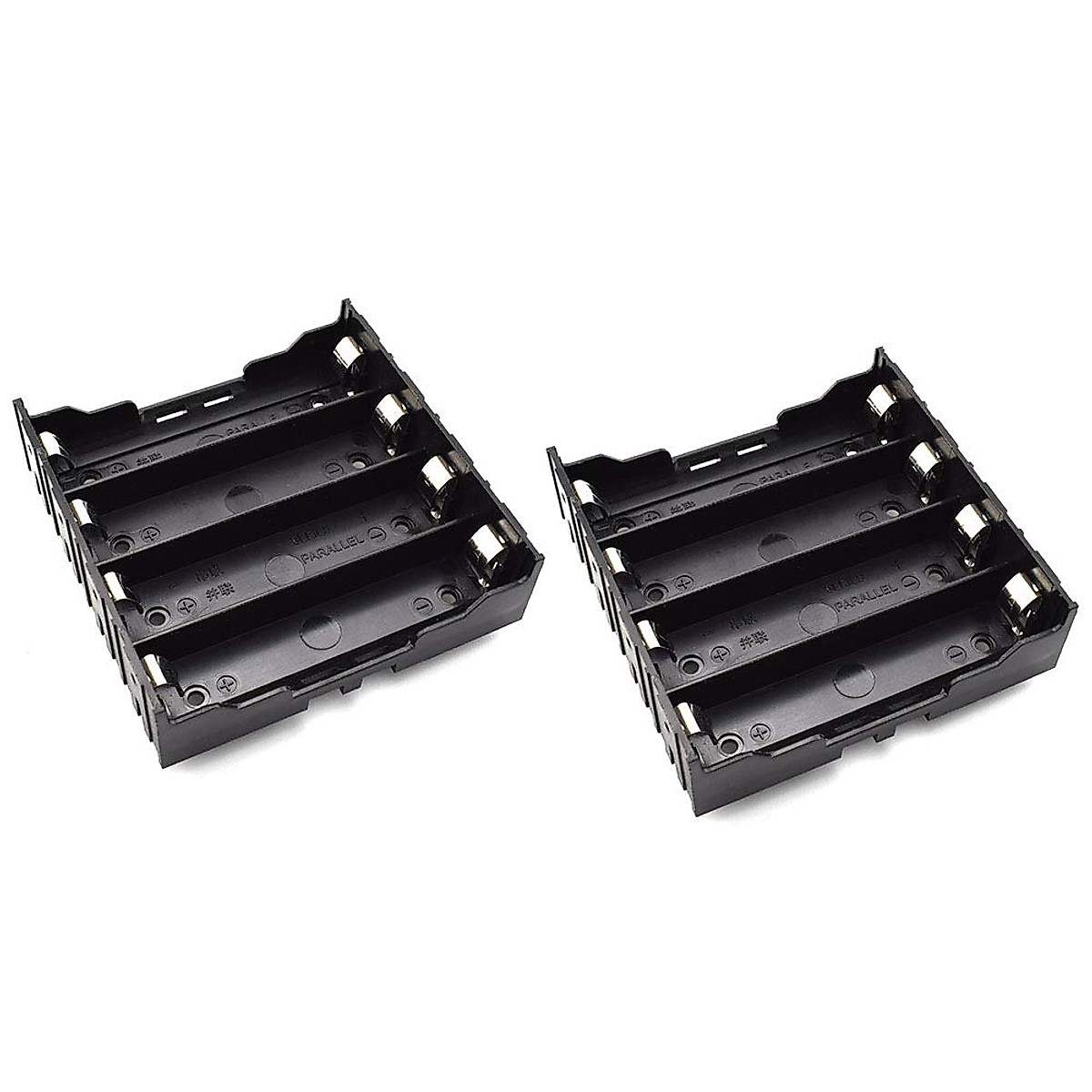 SDTC Tech 8-Pack 3.7V 18650 Battery Holder with Soldering Pins 1/2/3/4 Slot Black Plastic Battery Case Kit for DIY Parallel or Series Circuit PCB Projects(2 Per Size)