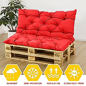 Replacement Cushions for Outdoor Swing, Garden Swing Seat Cushions with Backrest 2/3 Seater, Waterproof Non-Slip Recliner Replacement Mat Sofa Lounger Chairs Pad Patio Home (Big red 60x40inch)