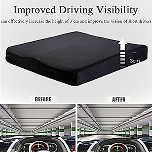 WAASHOP 2-Pack Memory Foam Driver Seat Cushion, Heightening Car Front Seat Cushion for Short People, Ergonomic Chair Pad for Home Office Chair Truck Wheelchair, 15.7x15.7 inch
