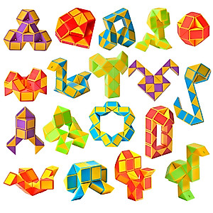 Ganowo 18 Pack Fidget Snake Cube Mini Twist PuzzleToys for Kids Teens Stocking Stuffer, Birthday Party Favors, Goodie Bags Fillers (yellow)