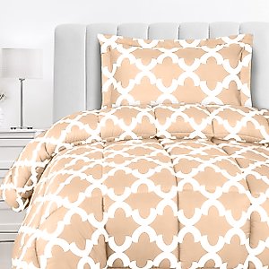 Utopia Bedding - Comforter Set with 1 Pillow Sham - 2 Pieces Bedding Comforter Sets - Down Alternative Comforter - Soft and Comfortable - Machine Washable, Beige, Twin