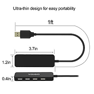 YOIGO USB hub,4 Port 2.0 USB Splitter Expander,USB hub for Laptop,MacBook,Surface Pro,PC, Flash Drive,Mobile HDD