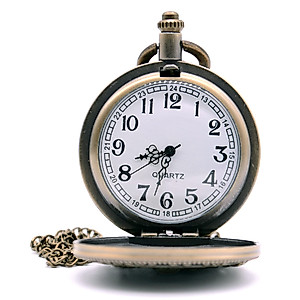 Ddjbdb Mens Pocket Watches with Fob Chain&Necklace Chain Pocket Watch Box Quartz America Department of The Army Bronze