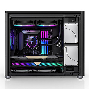 JONSBO D30 Black Mini Micro ATX Tower Computer Case, Aluminum Panel, Glass Side Windows,Simplicity MATX case,240 Liquid Cooling & 168mm Air Cooling, 355mm gpu Support,Black pc case