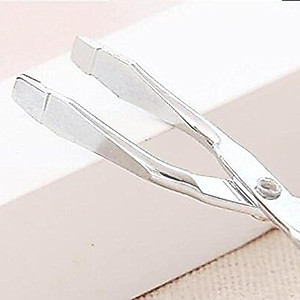 Stainless Steel Professional Eyebrow Tweezers with Scissor Handle Straight Tweezers Tip Personal Daily Beauty Care Tools Trimming Nose Hair Plucker Clip Nipper