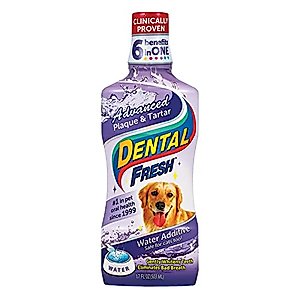 Dental Fresh Advanced Plaque and Tartar Water Additive, 17oz – Dog Teeth Cleaning Formula to Freshen Breath and Improve Overall Oral Health
