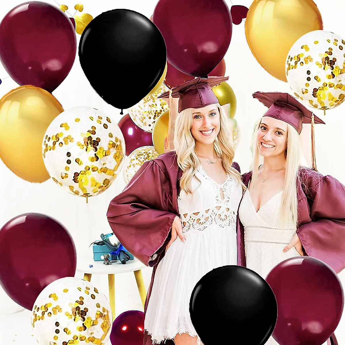 Graduation Decorations Maroon Gold 2024/Burgundy Graduation Party Decorations Burgundy Black Gold Balloons FSU/Class of 2024/Wizard Party Decorations/Burgundy Gold Birthday