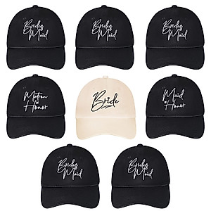 Unittype 8 Pcs Bachelorette Hats Bride Hats for Bachelorette Party Bridesmaid Bride Baseball Cap for Bridal Wedding Trip (Black, White)