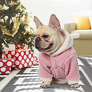 Dog Hoodie Sweaters with hat Puppy Coats with Hooded Winter Lamb Wool Warm Clothes Coat for Small Medium Dogs Clothes Apparel Pink XL