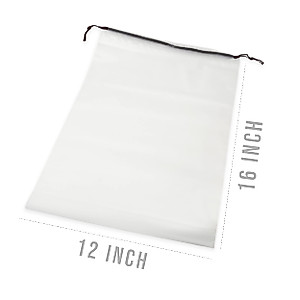 FunBuy 12PCS Translucent Travel Shoe Bags with Drawstring - Clear Dust-proof Storage Organizer Pouch Multi-functional Bag (Small - 16" x 12")