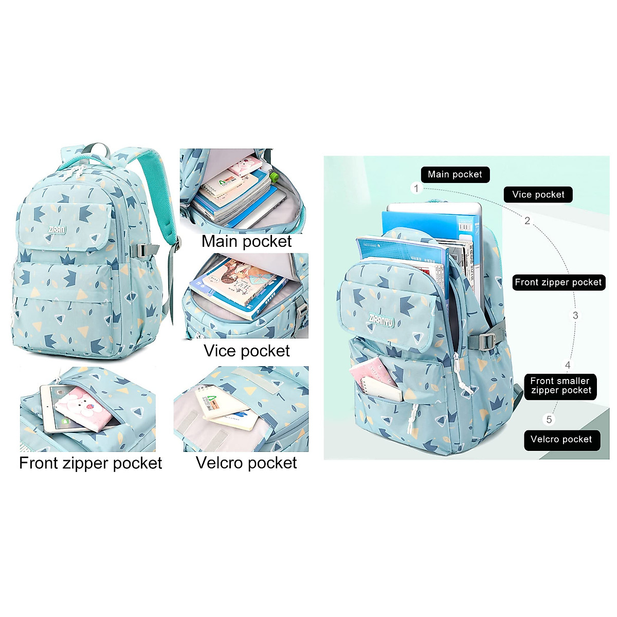 JiaYou Girls Women Backpack Junior Middle School Daypack High School University Laptop Bag(Purple Backpack,29 Liters)