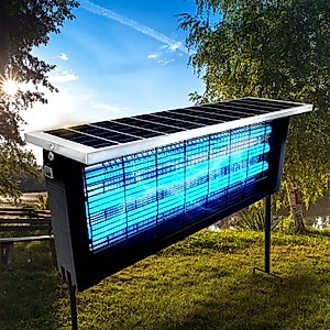 Powerful Large Solar Bug Zapper Outdoor for 3500 sq.ft, Poartable Rechargeable Mosquito Zapper with High Powered, Cordless Solar Fly Zapper for Patio Garden Backyard RV Camping Pond Pest Control