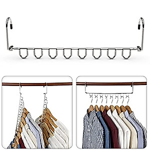 Magic Hangers Space Saving for Closet Organizer 6 Piece Stainless Steel Closet Space Saver Collapsible Hangers 8 Slots Cascading Hangers Upgraded Closet Storage for Heavy Clothes