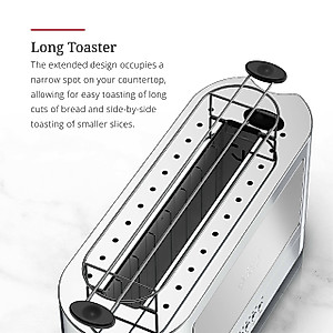 Russell Hobbs TRL9300GYR 2-Slice Glass Accent Long Toaster, Silver & Stainless Steel