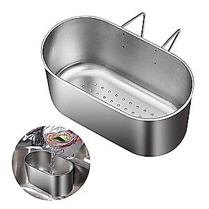 Stainless Steel Sink Drain Strainer Basket, Multifunctional Hanging Sink Strainer Colander Drain Basket for Filter Kitchen Waste and Wash Vegetables Fruits (Silver)