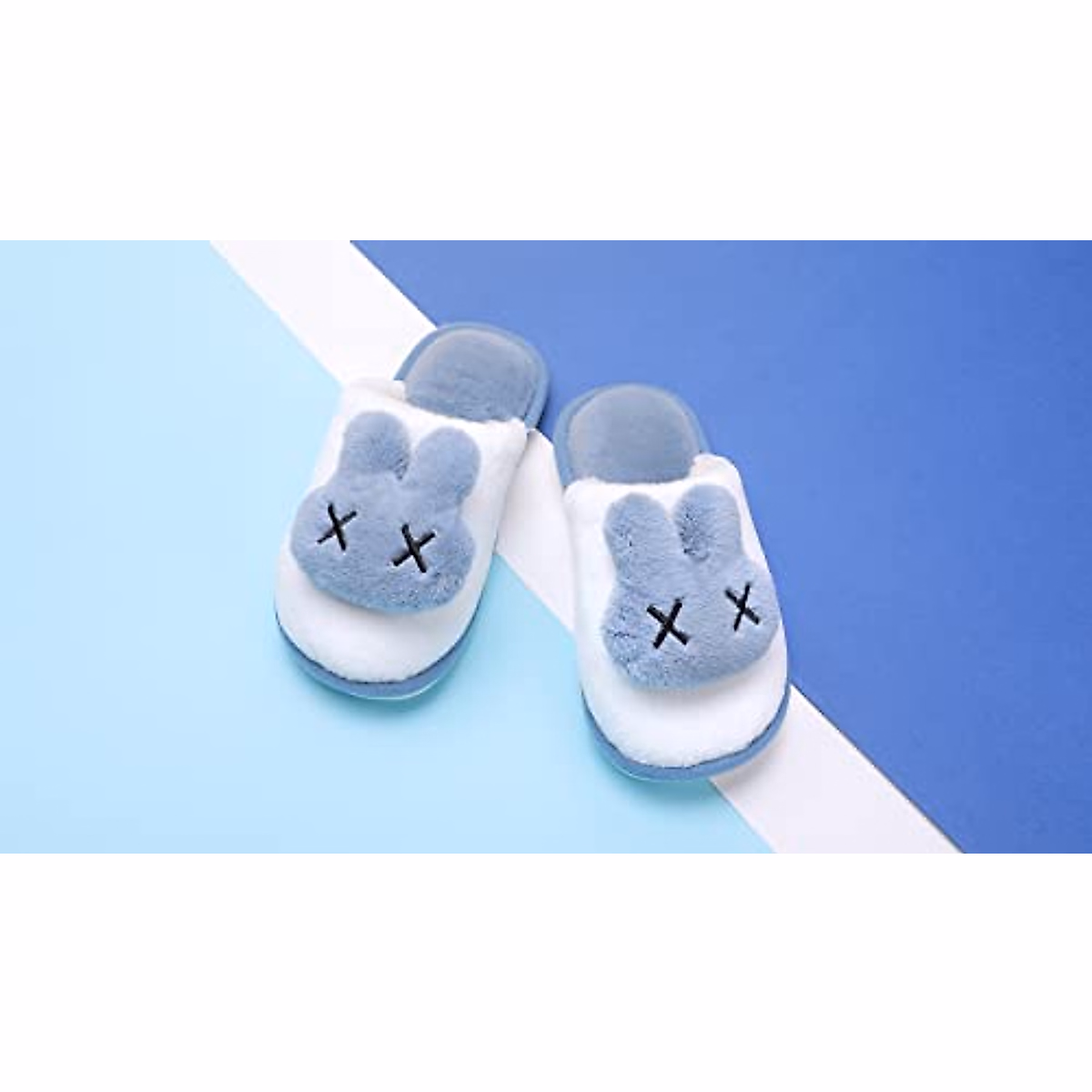 KUBUA Girls Boys Winter Warm Indoor Bedroom Shoes Kids Slippers Blue Size 2-2.5 Big Kid