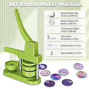 Yescom 2 5/16" 58mm Backpack Pin 100 Sets Button Maker Machine Installation-Free DIY Pin Badge Punch Press Kit