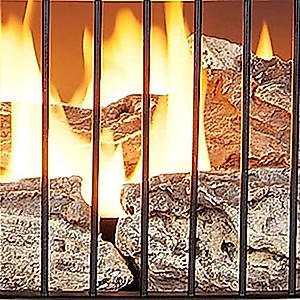 ProCom Ventless 25,000 BTU Space Saving Free Standing Dual Fuel Fireplace with Built In Thermostat Control Heats up to 1,100 Square Feet, Black