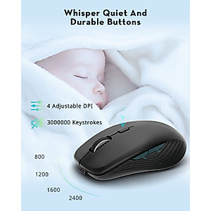 Wireless Keyboard and Mouse Combo, Samsers Ultra Slim Rechargeable Dual-Mode (Bluetooth 5.0x2 +2.4G) Silent Keyboard and Mouse Set, Multi-Device Full-Size Compact Design for MacOS/iOS/Android/Windows