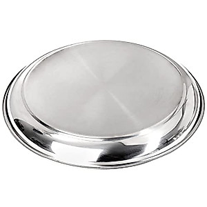 ZEAYEA 6 Pack Stainless Steel Round Tray, 12 Inch Bar Serving Tray with Swirl Pattern, Silver Display Serving Platter, Round Metal Tray for Coffee Table, Party, Club, Home, Ottoman