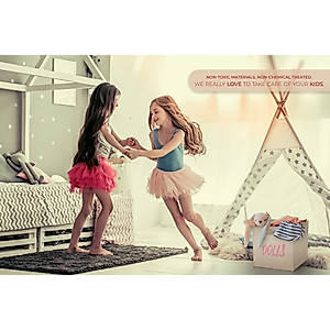 Damostarz Storage Basket Cube Girls Bins Toy Collapsible Baskets for Nursery Cubes Set of 4 Shelf Bin Kids Bedroom Living Room Dresser Box Toys Organizer Foldable Large Fabric Boxes 13x13x13