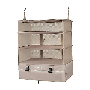 TABITORA Portable Hanging Travel Shelves Bag Packing Cube Organizer Suitcase Storage Large Capacity (Beige XL)…