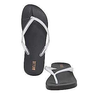 Mao Li Xie Women's Slim Flip Flops Shining Strap Summer Beach Thong Slippers Comfort Sandals (8, White, numeric_8)