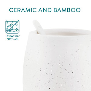 Navaris Mushroom Mug with Lid and Spoon - Ceramic Cup for Coffee, Tea, Hot or Cold Drinks - 12 oz Novelty Drink Holder Set Cute Bamboo Lidded Design