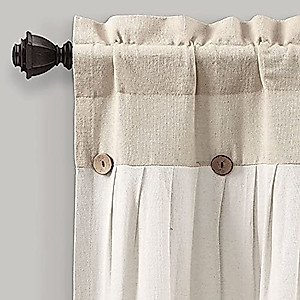 Lush Decor Linen Button Farmhouse Valance, 18"L x 52"W, Linen