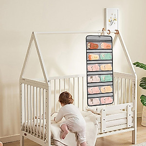 ANIZER Dual-sided Hanging Baby Shoes Organizer Closet Toddler Shoe Storage Holder for Kids Bow Socks Underwear (GREY)