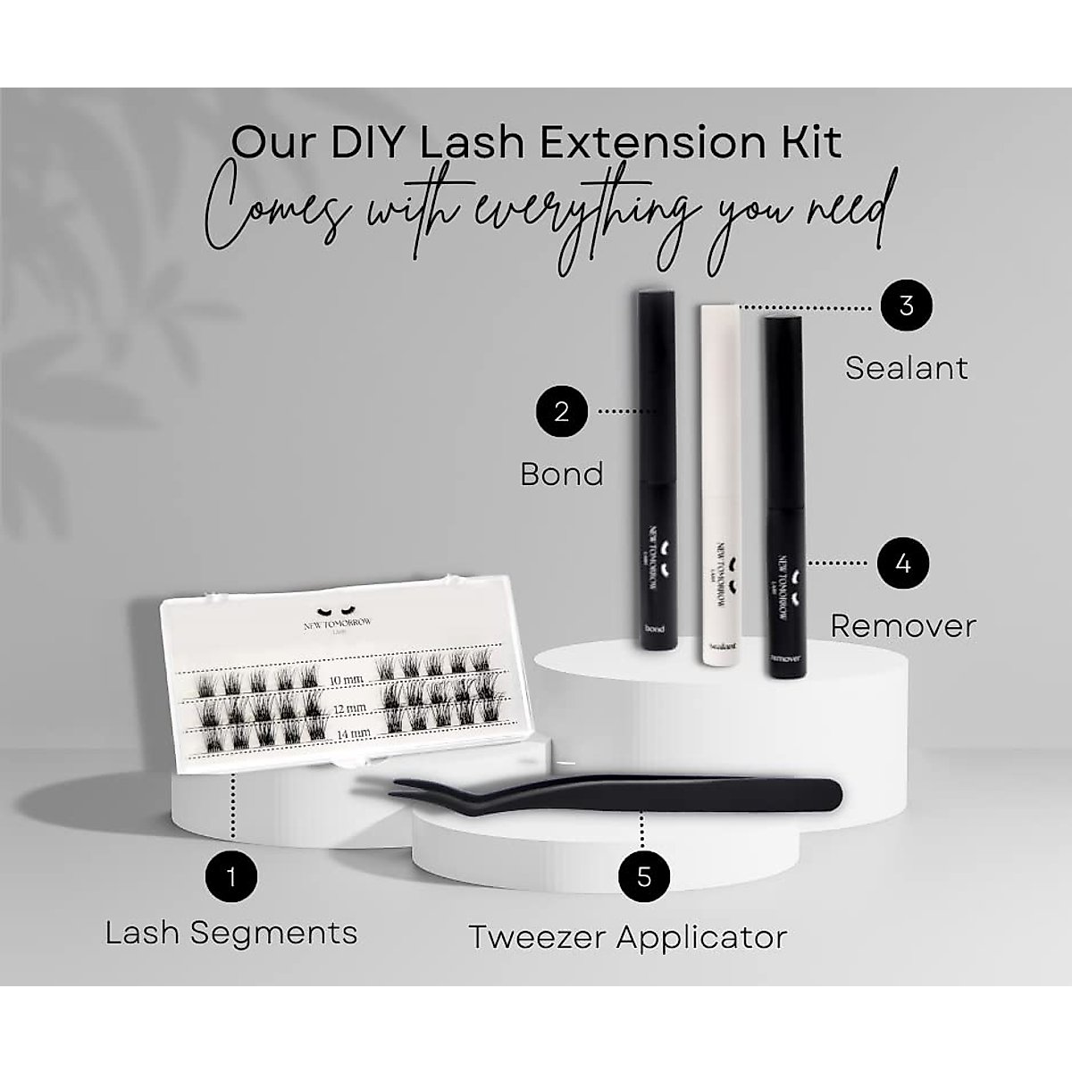 DIY Eyelash Extension Kit up to 7 Day Wear, Starter Kit with 30 Reusable Soft and Lightweight Segmented Lashes (With Micro band)- New Tomorrow Lash (Oh-So-Natural Lash Kit)