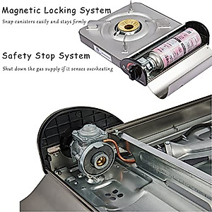 HTH HTHomeprod Portable Camping Stove Single Brass Gas Fuel Butane Burner Hiking Cooker 12000 BTU Lightweight Carrying Case