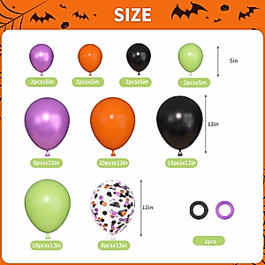 72Pcs Halloween Latex Balloons Kit,12inch Orange Black Purple Green Confetti Balloons Halloween Decorations for kids Halloween Celebration Party Decor