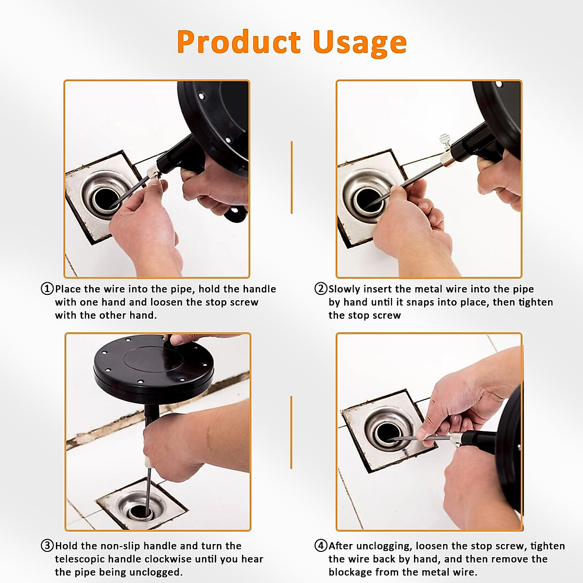 DR.PEN 32FT Drain Auger, [Easy to Use & Highly efficient] Flexible Plumbing Snake Drain Clog Remover, Drain Clog Remover for Kitchen, Bathroom and Shower Sink, Comes with Work Gloves and Floor Drain