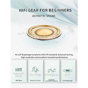 Kinboofi Astrotec Vesna in Ear Monitor Earphone,LCP Diaphragm Earbuds Earphones with Physical Noise Cancellation in Ear Headphone, for Entry-Level Audiophine IEMS (with Mic, Silver)