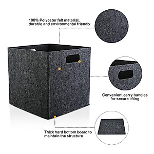 GOHOME Foldable Storage Cubes, Cube Storage Bins with Dual Handles - Dark Grey