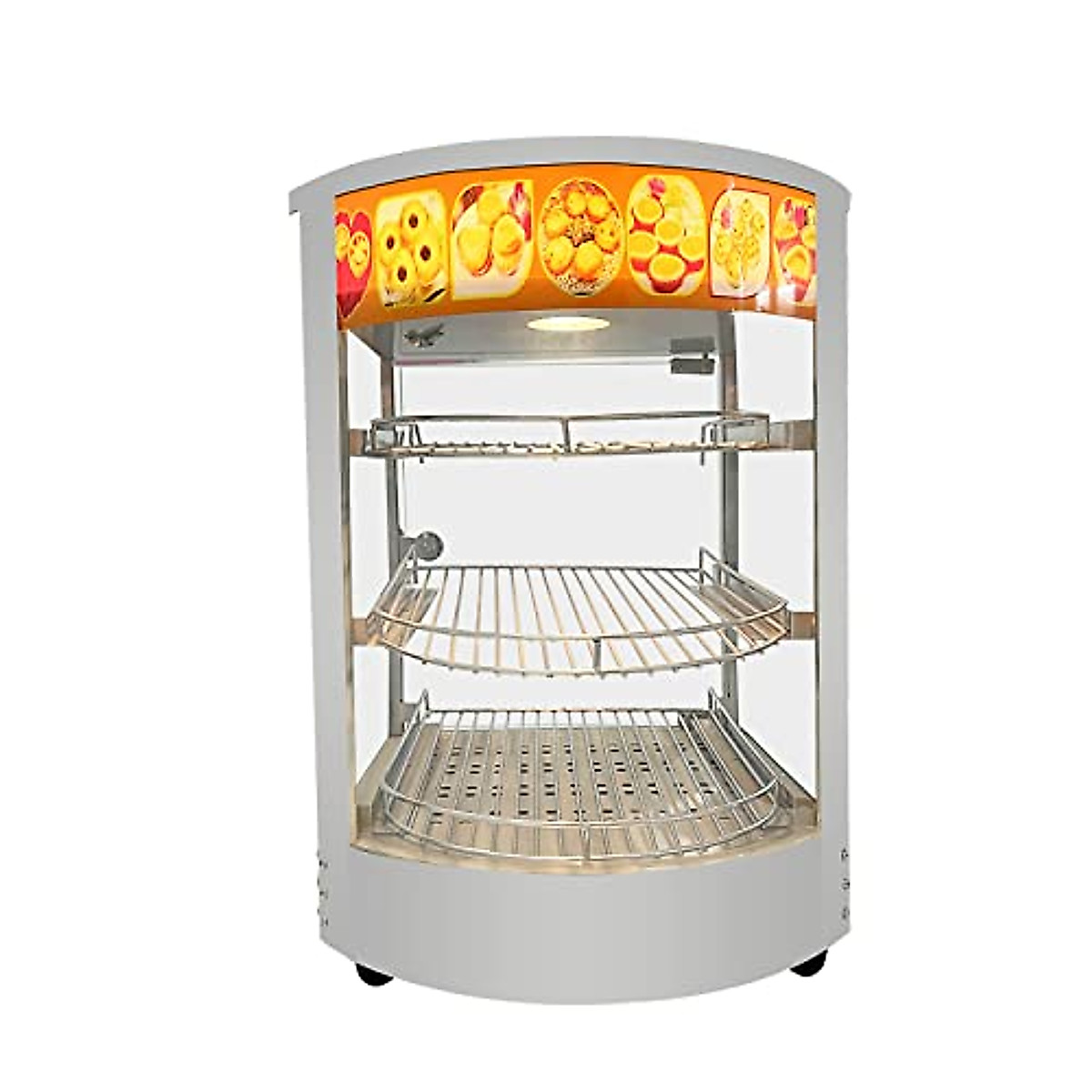 14" Food Display Warmer Curved Glass Warming Cabinet Hot Food Showcase Countertop 3 Layers (14"(3 Layer))