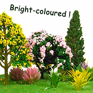 60 Pieces Model Trees 1.1-4.3inch Mixed Diorama Model Tree Colourful Grass Mini Fake Plants for DIY Crafts, Building Model, Railway Scenery Landscape Supplies