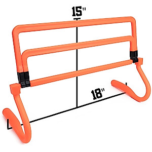 6-Pack of Agility Hurdles with Adjustable Height Extenders – Neon Orange Set & Carry Bag – Plyometric Fitness & Speed Training Equipment – Hurdle/Obstacles for Soccer, Football, Track & Field & More
