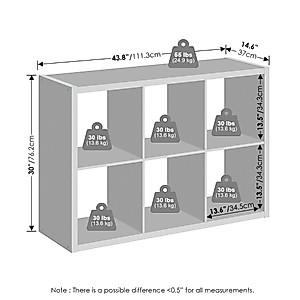 Furinno Cubic Open Back Multipurpose Clothing & Closet Storage Organizer Shelf, 6-Cube, White
