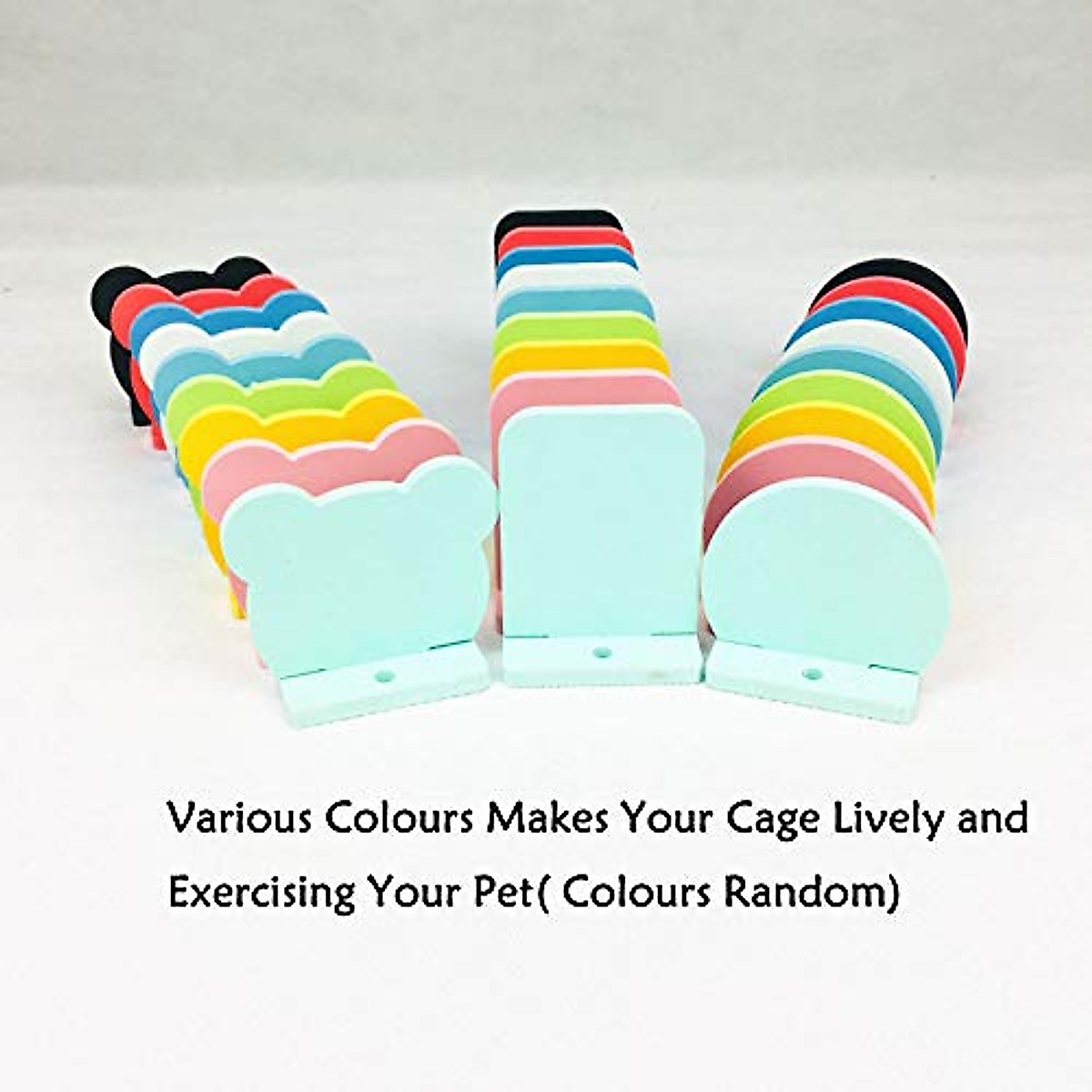 Oncpcare 3 Pcs Plastic Hamster Platform, Colourful Small Animals Stand, Decorating Little Gerbil Perch to Exercise, Funny DIY Plate Cage Accessories to Make a Different Ladder(Colour Random)