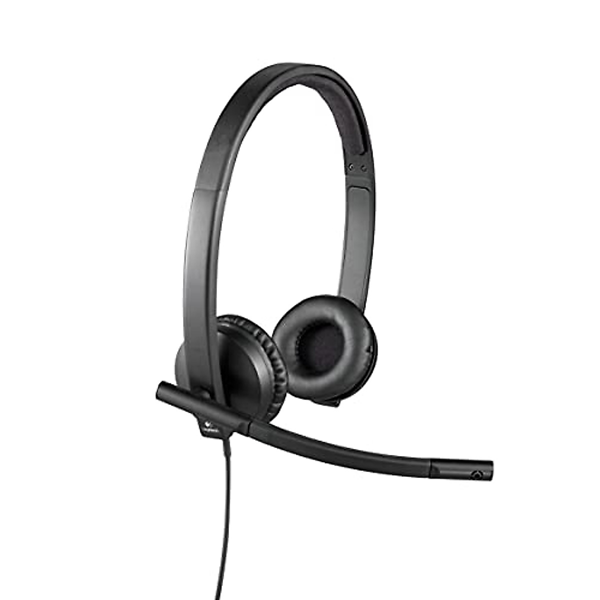Logitech H570e Wired Headset, Stereo Headphones with Noise-Cancelling Microphone, USB, in-Line Controls with Mute Button, Indicator LED, PC/Mac/Laptop - Black
