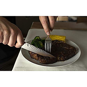 Shun Premier 5-inch Steak Knife; Hand-Sharpened, Double-Bevel Proprietary Stainless Steel, Damascus-Clad Blade; Hammered Tsuchime Finish; Contoured Walnut PakkaWood Handle; Handcrafted in Japan